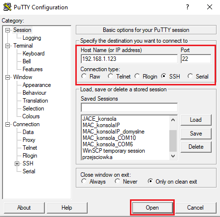 MAC36NL - Console - SSH connection