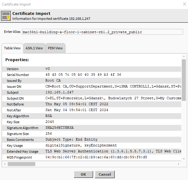 Niagara - Certificates - Creating and signing certificates of devices