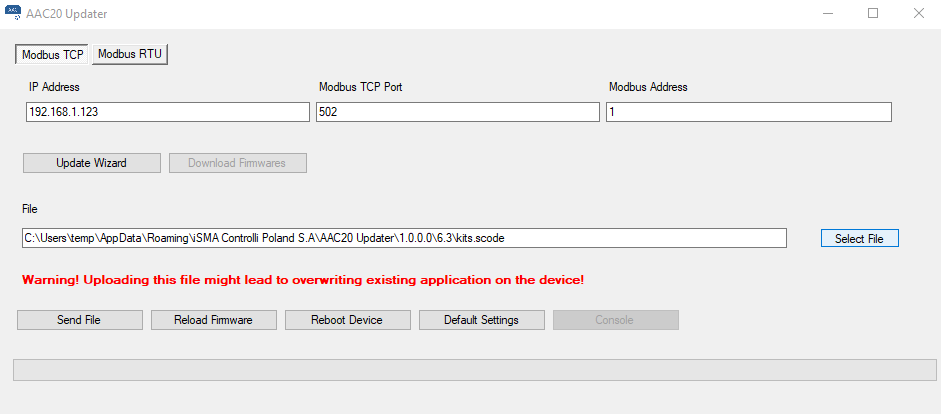 AAC20 - iSMA Tool - Manual upload of firmware and application