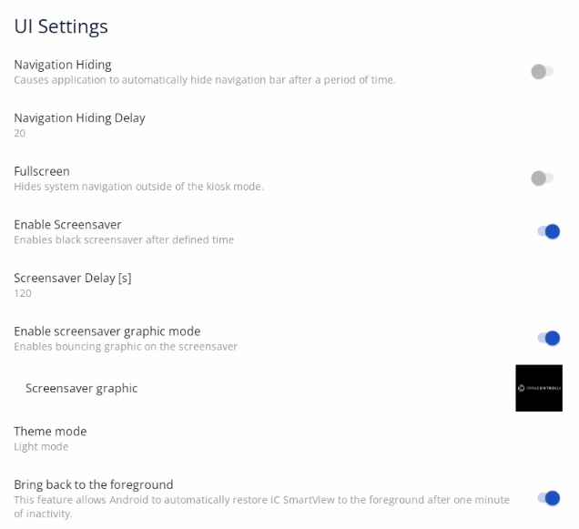 UI (Navigation, Screensaver, Theme)